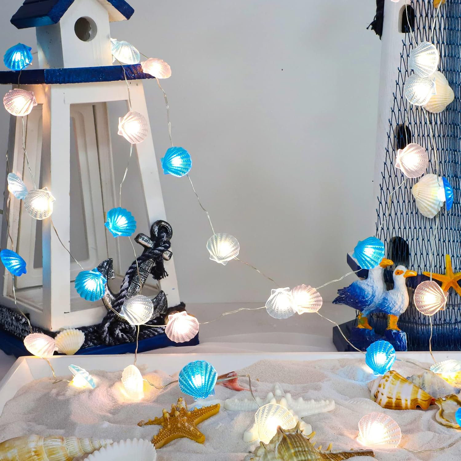 Highland Dunes Nautical Theme Fairy Lights, Beach Ocean Shell ...