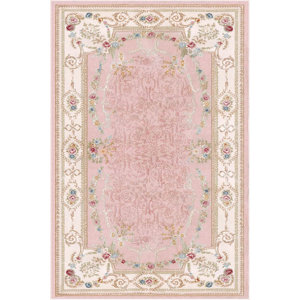 East Urban Home Dole Oriental Pink/White Area Rug "& Reviews" | Wayfair