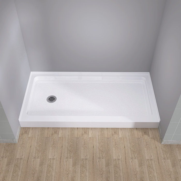 Ogonbrick 60" X 30" Single Threshold Shower Pan Base In White With Left ...