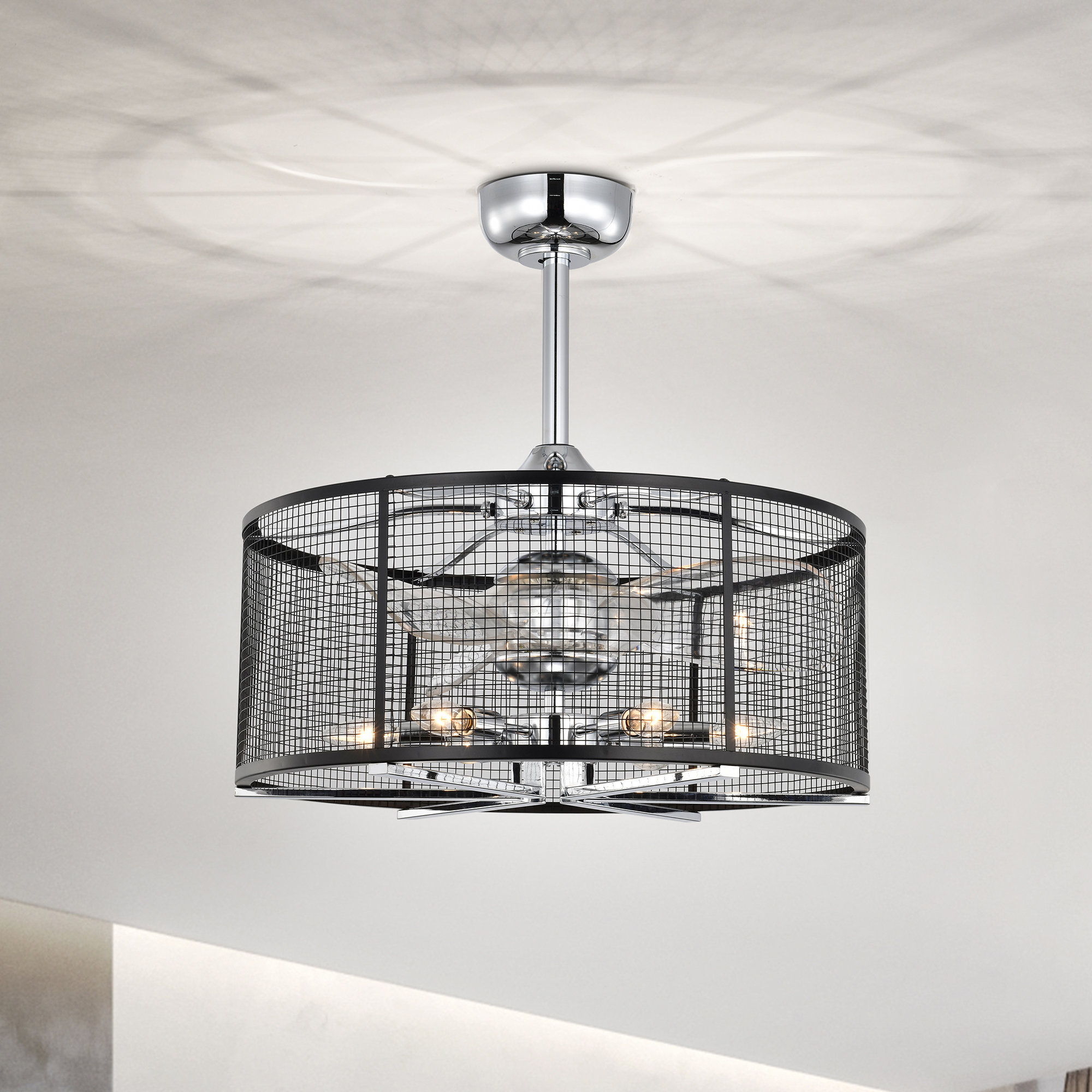 17 Stories 23-Inch Silver And Matte Black 6 Lights 3 Blades Lighted ...