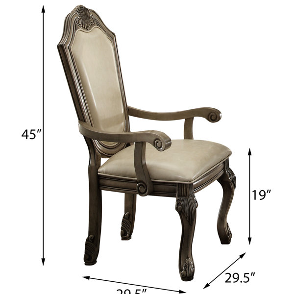 Bloomsbury Market Antique White Solid Back Arm Chairs For Dining Of 2 ...