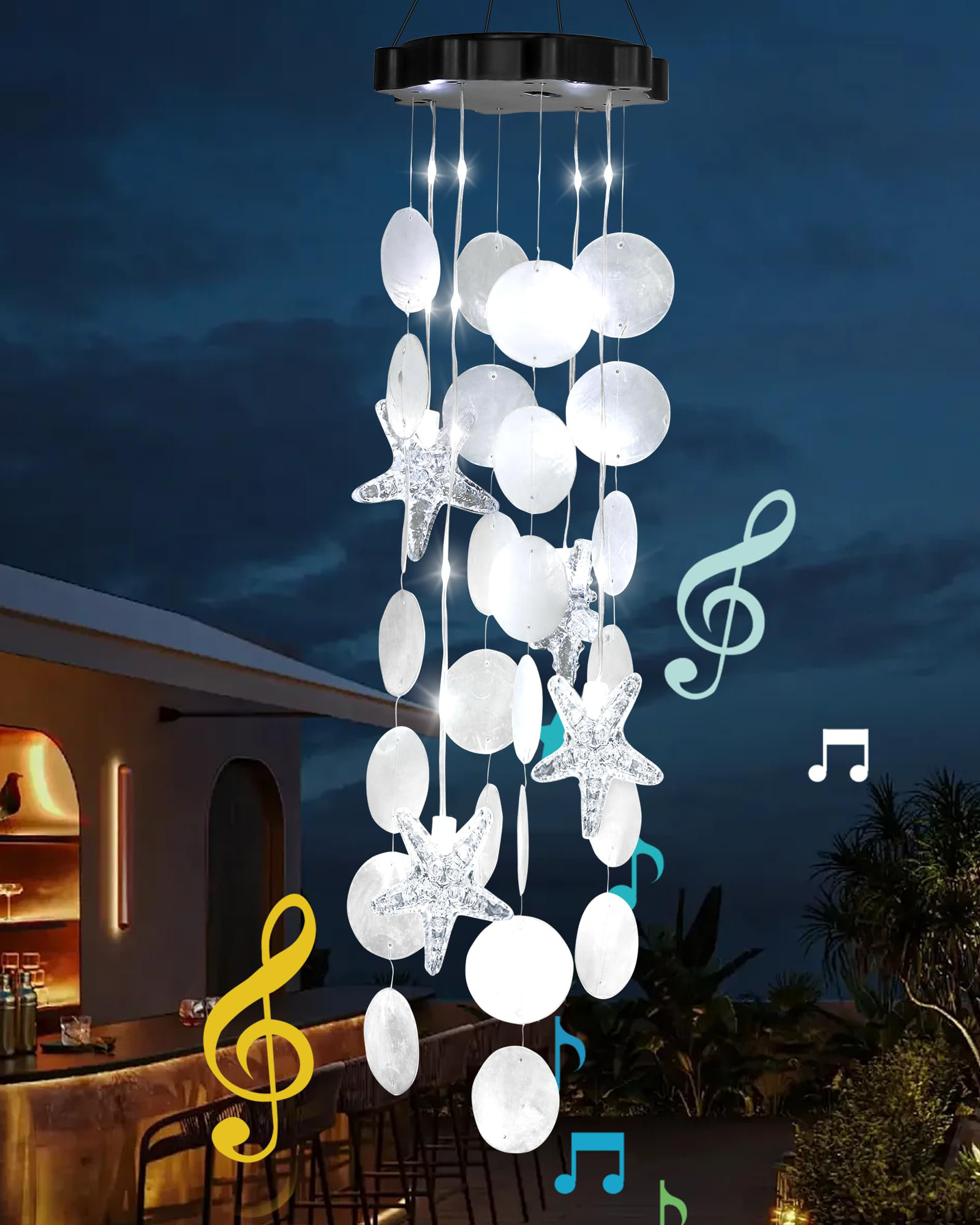 Arlmont & Co. Solar Wind Chimes Decorative Lights For Outside, Shells ...