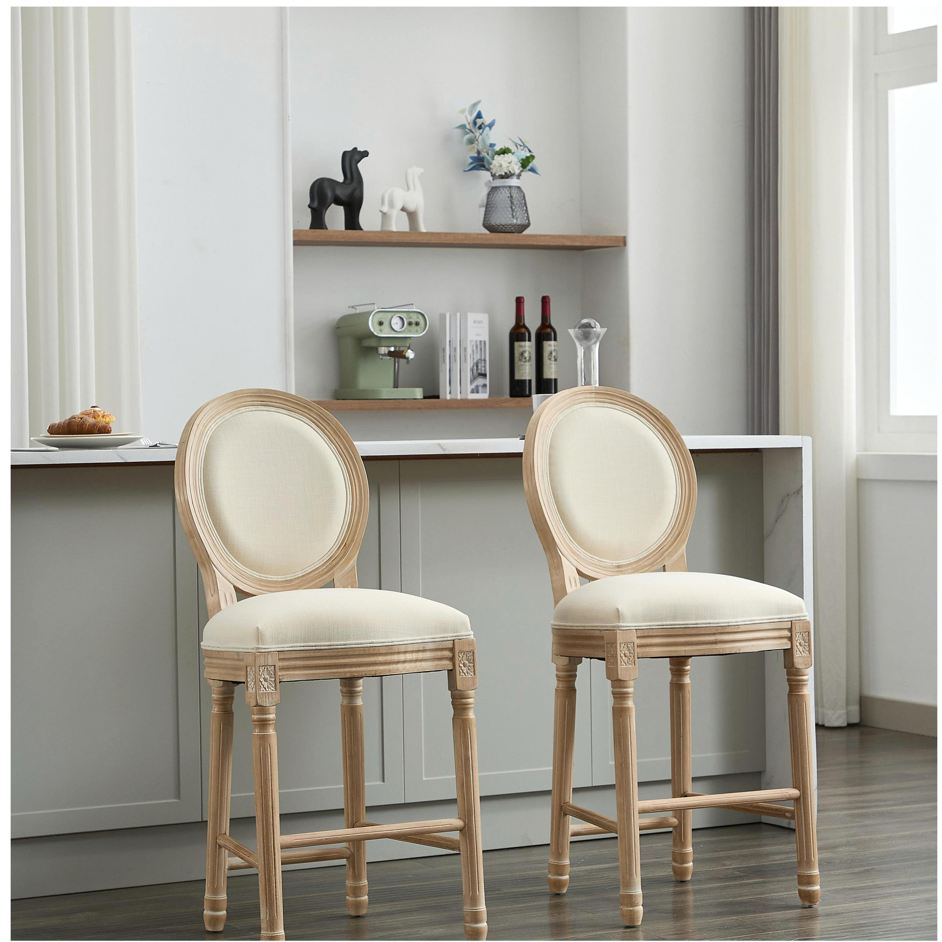 One Allium Way Solid Wood Bar stools Set of 2, Classic French Country ...