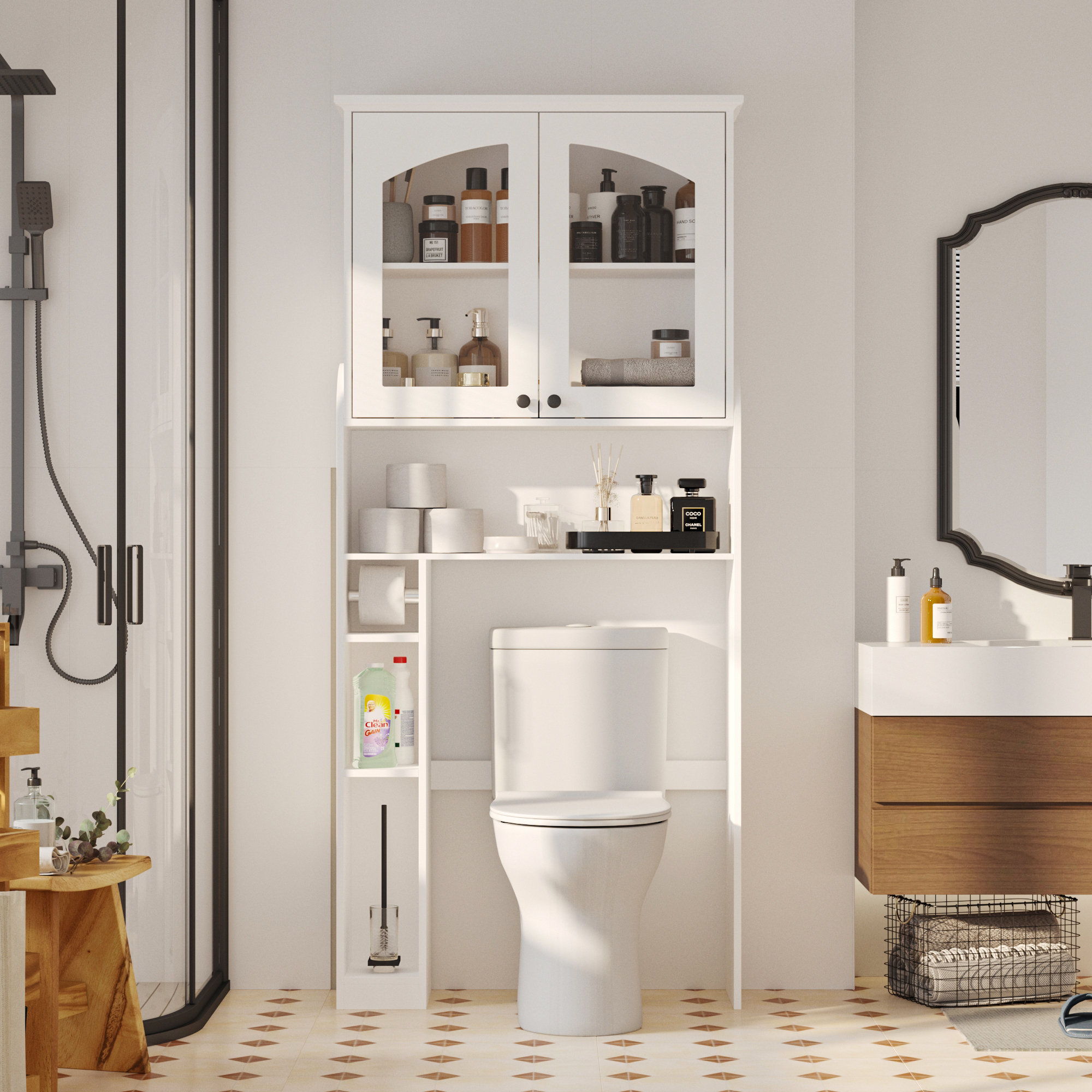 Lark Manor™ Over The Toilet Storage With Adjustable Toilet Paper Rod ...