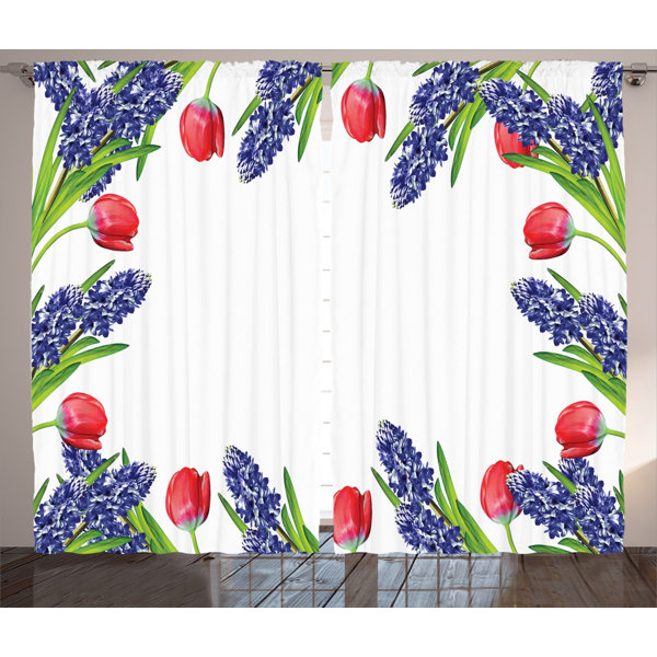 Ambesonne Tulip Semi-Sheer Rod Pocket Curtain Panels | Wayfair