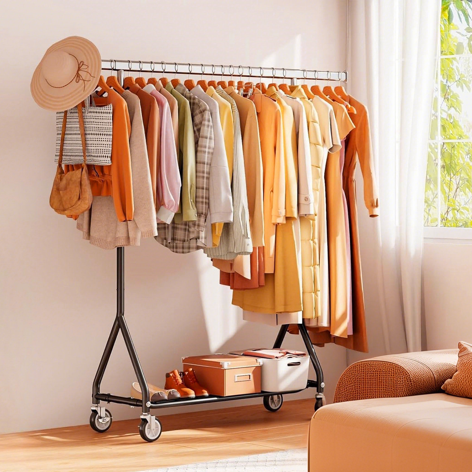 Rebrilliant Silver Heavy - Duty 600 Lbs Load Capacity Rolling Garment ...