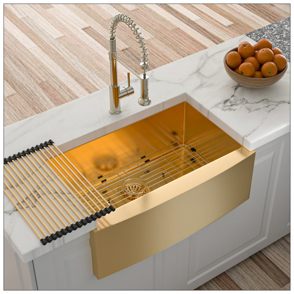 REDmintss 33 Gold Farmhouse Sink - 33 Inch Kitchen Sink Stainless Steel ...