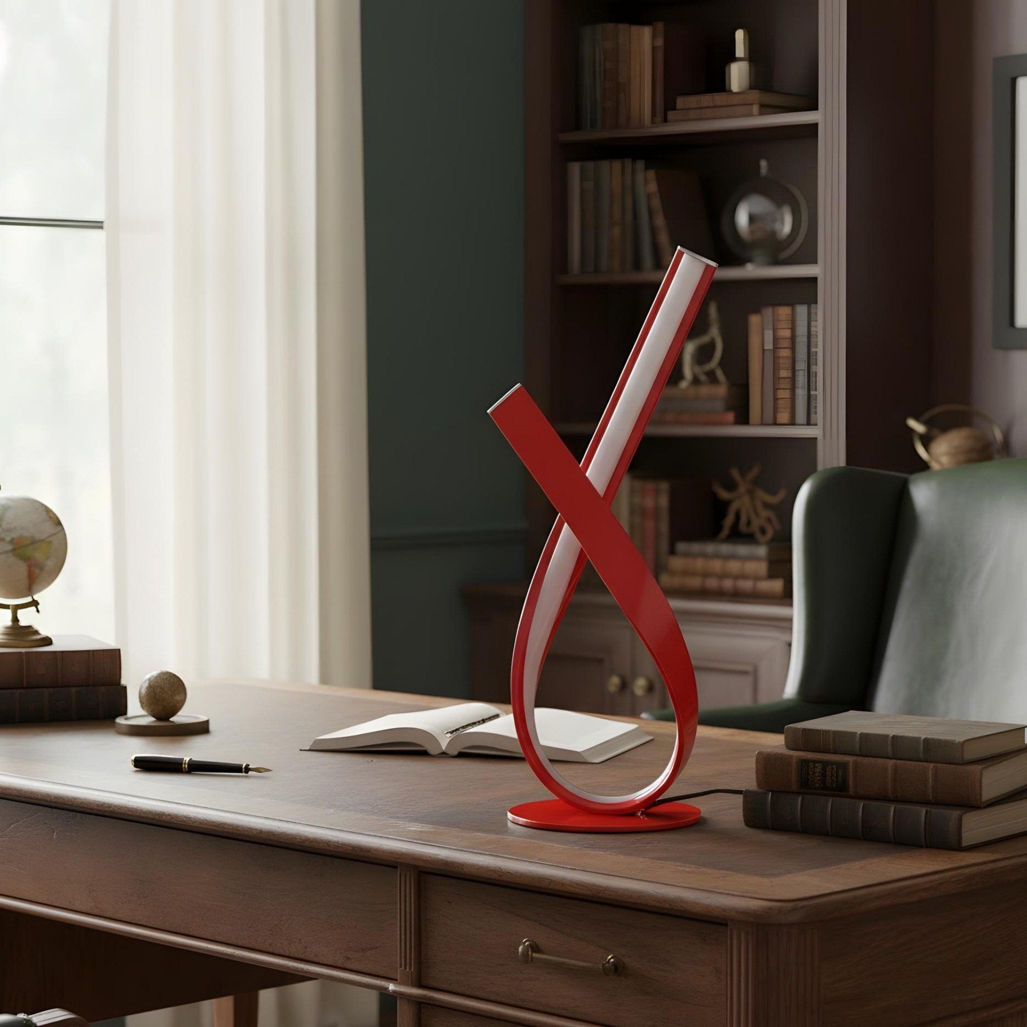 Mercer41 17-inch Abstract Upright Ribbon Bow LED Red Table Lamp | Wayfair