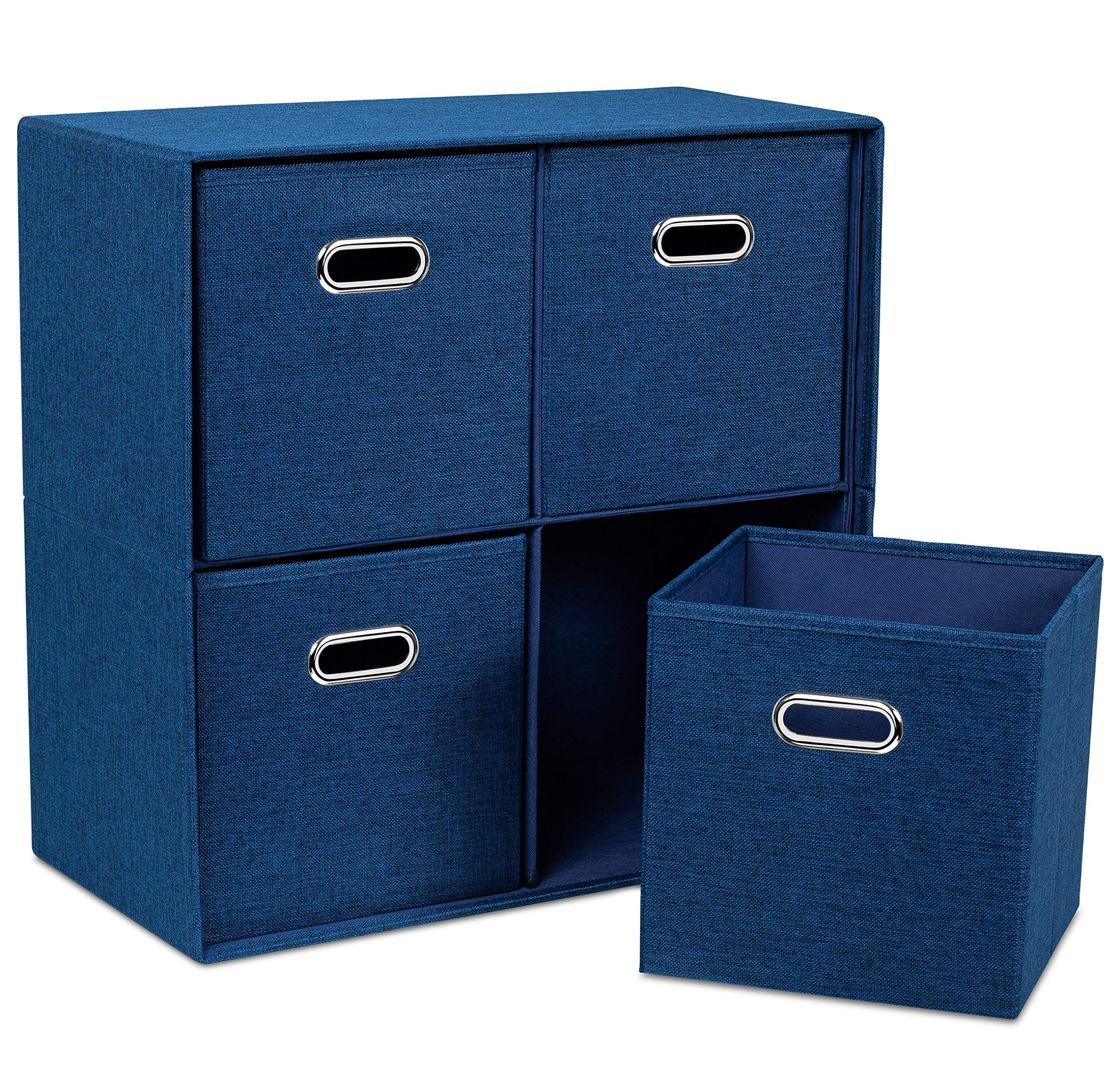 Hokku Designs Linen Cube Organizer Shelf with 4 Storage Bins | Wayfair