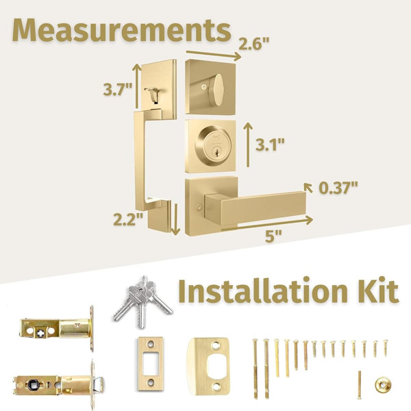 Mega Handles Entry Door Handleset - Single Cylinder Handleset with ...