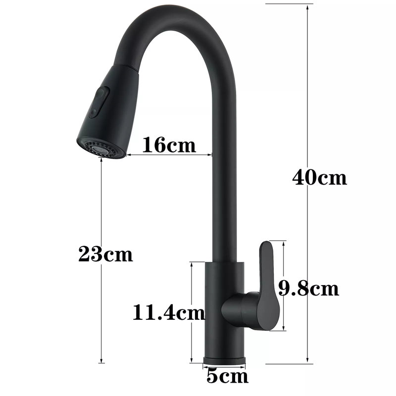 Belfry Kitchen Kitchen Sink Faucet 1 Hole Single Handle 360° Swirl Pull ...