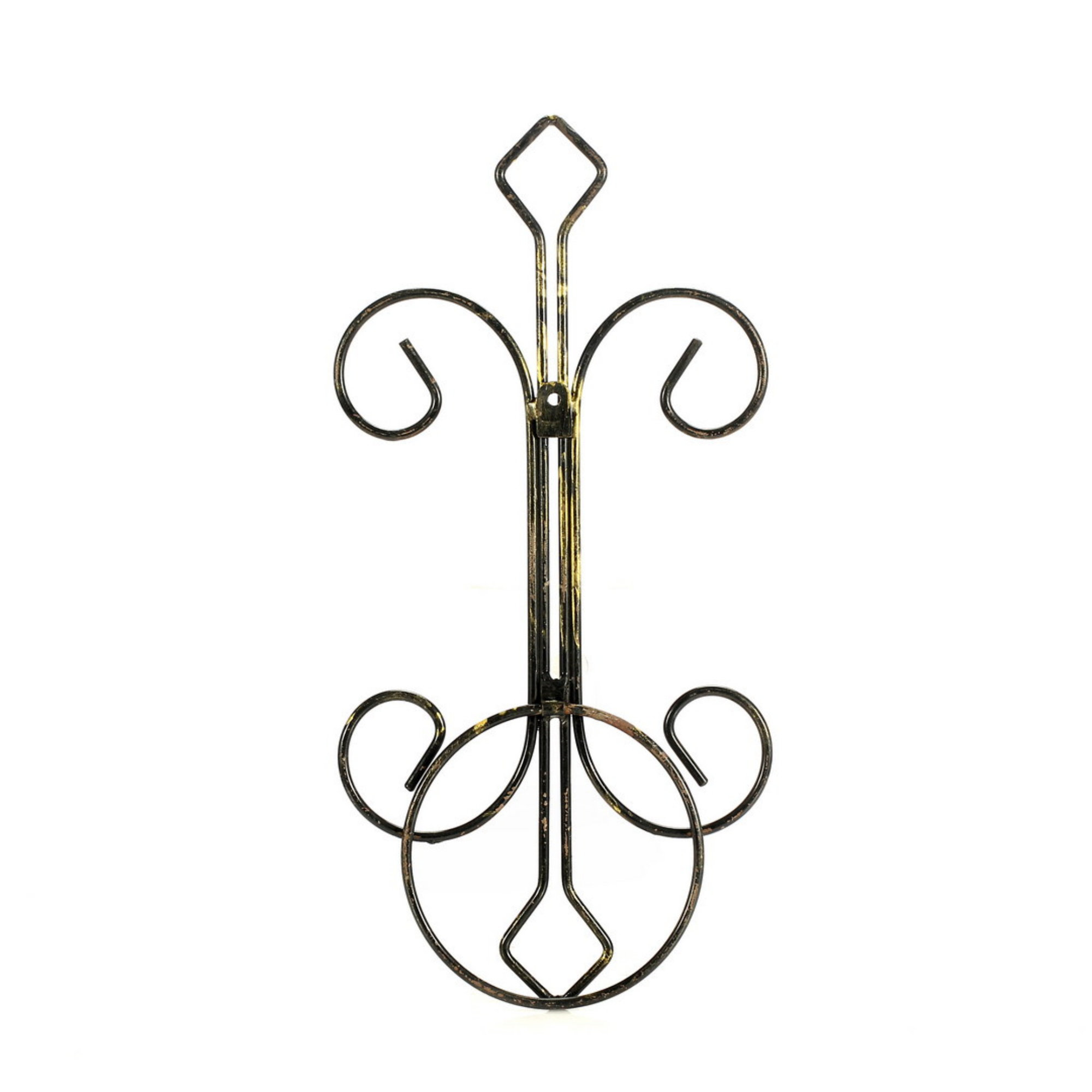 House of Hampton® 16" Single Pot Black / Gold Cast Metal Crest Wall ...