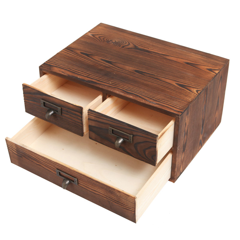 Gracie Oaks Thornport Wood 3 Drawers Desktop Organizer & Reviews | Wayfair