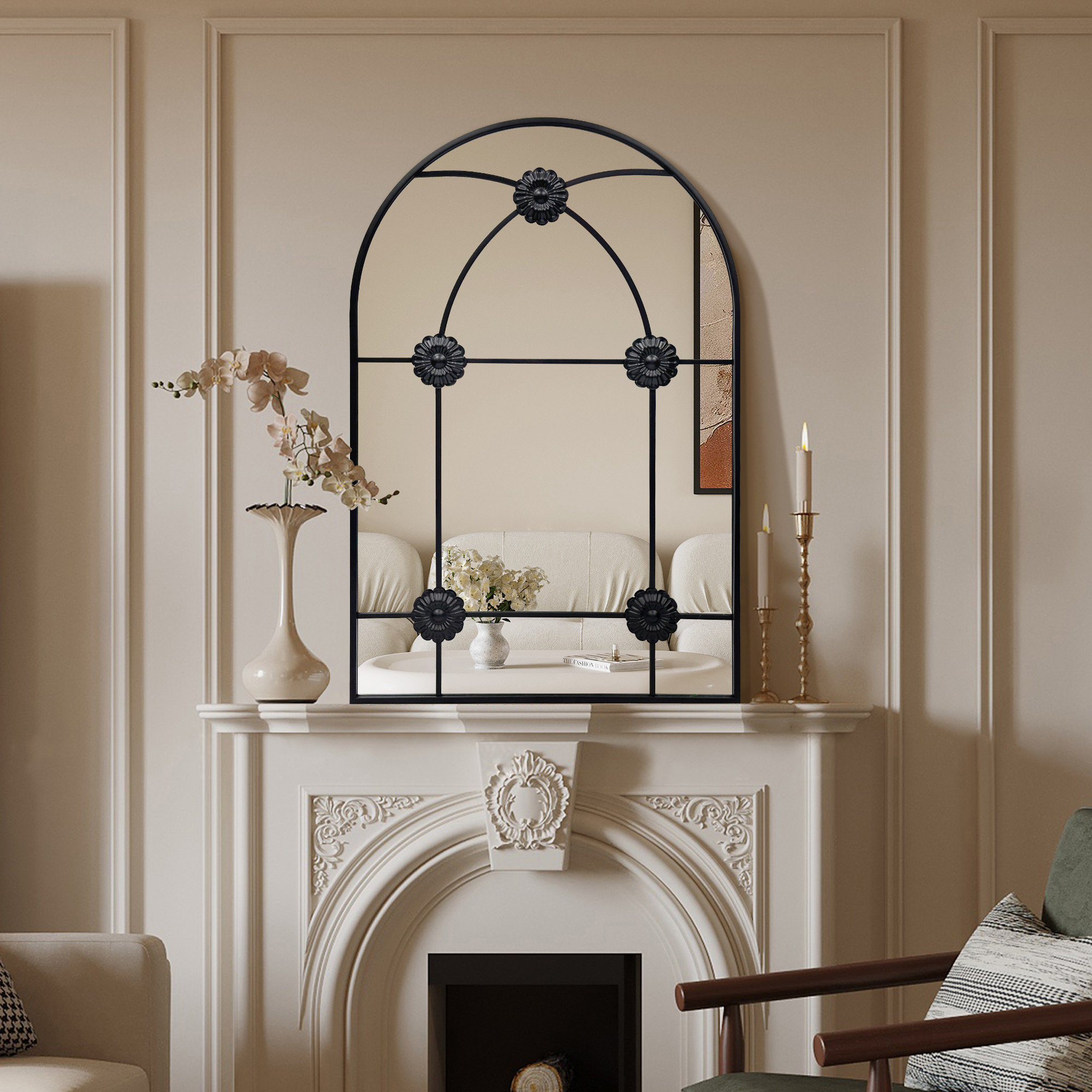 Williston Forge Joudy Metal Flat Wall Mirror, Farmhouse Window Frame ...