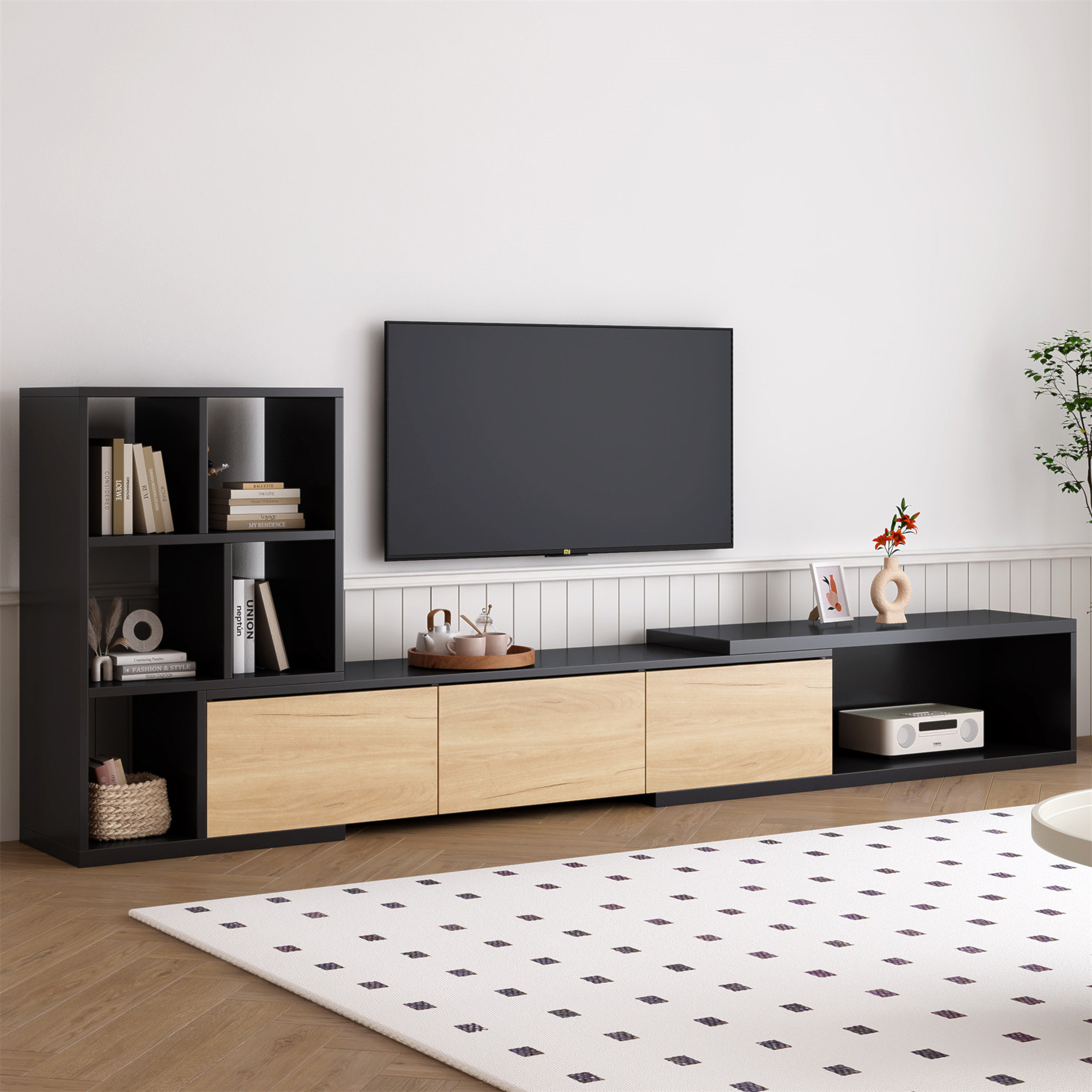 Latitude Run® Versatile TV Stand With Adjustable Shelves And Ample ...