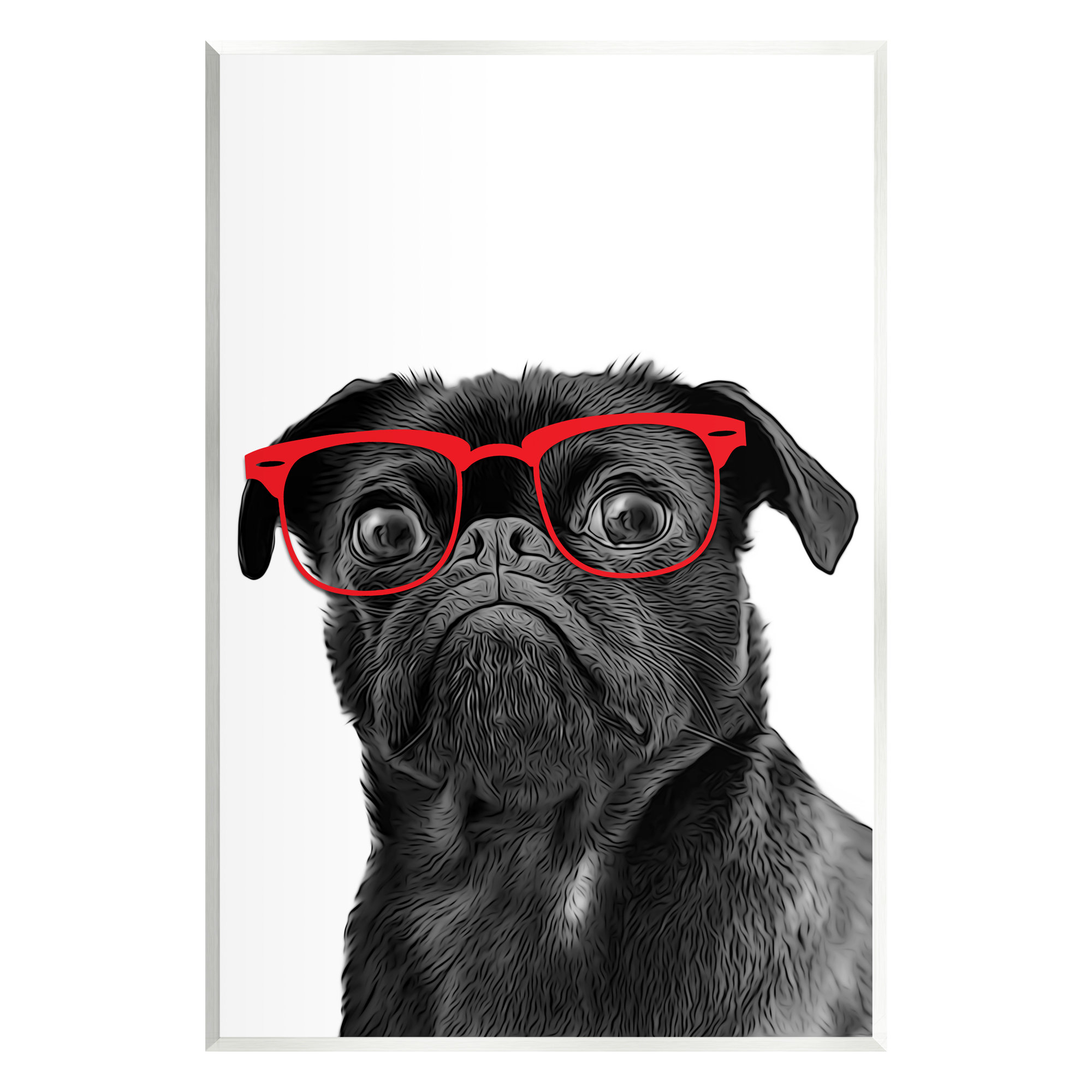 Stupell Industries Au-550-Giclee Funny Dog Face Red Glasses by Annalisa ...