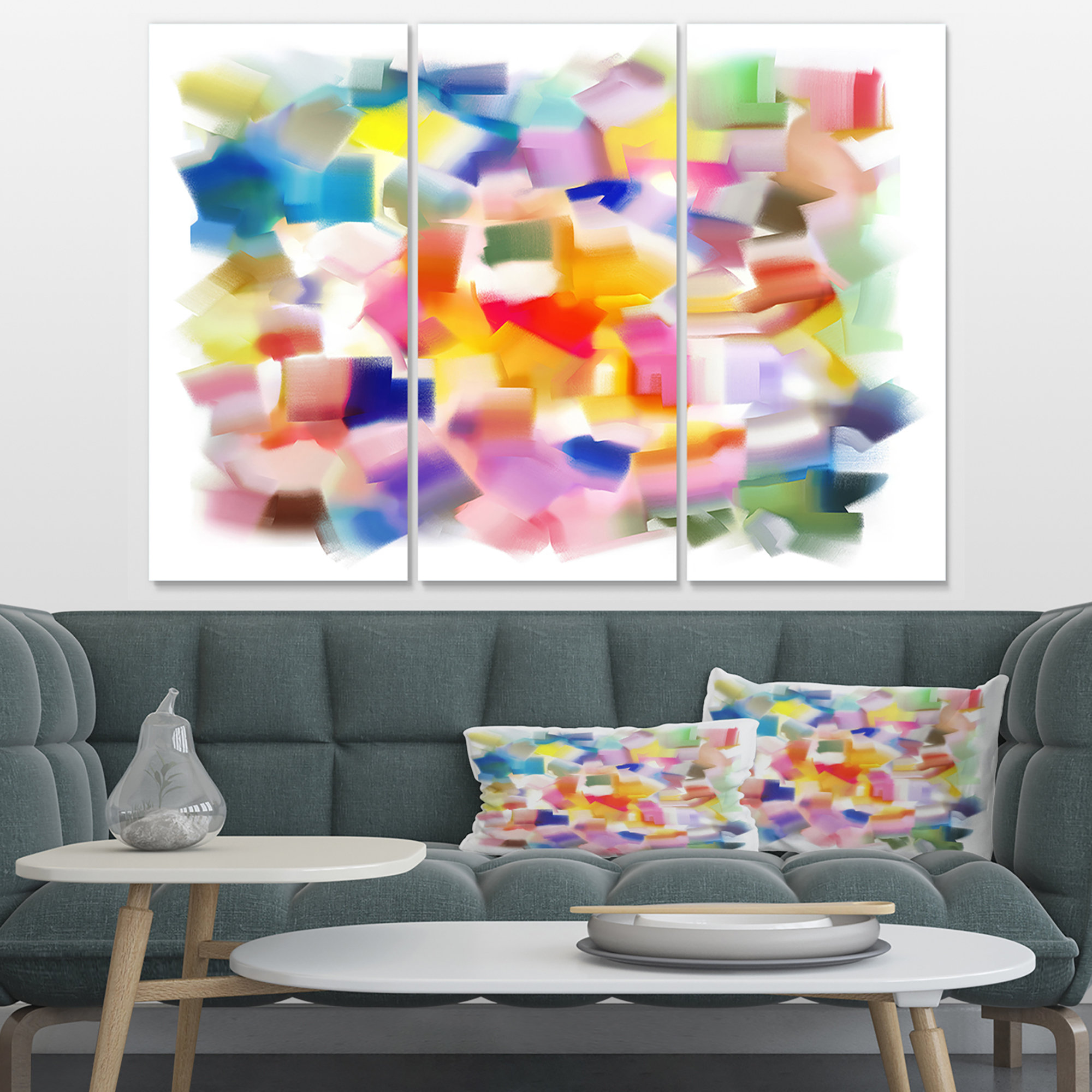 Design Art Colorful Stain Design without Grid - 3 Piece Graphic Art on ...