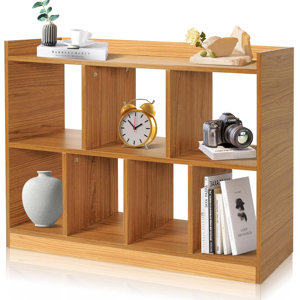 Latitude Run® Dousy- 35.43” Wodden Cube Shelf, 2 Tier Open Shelf ...