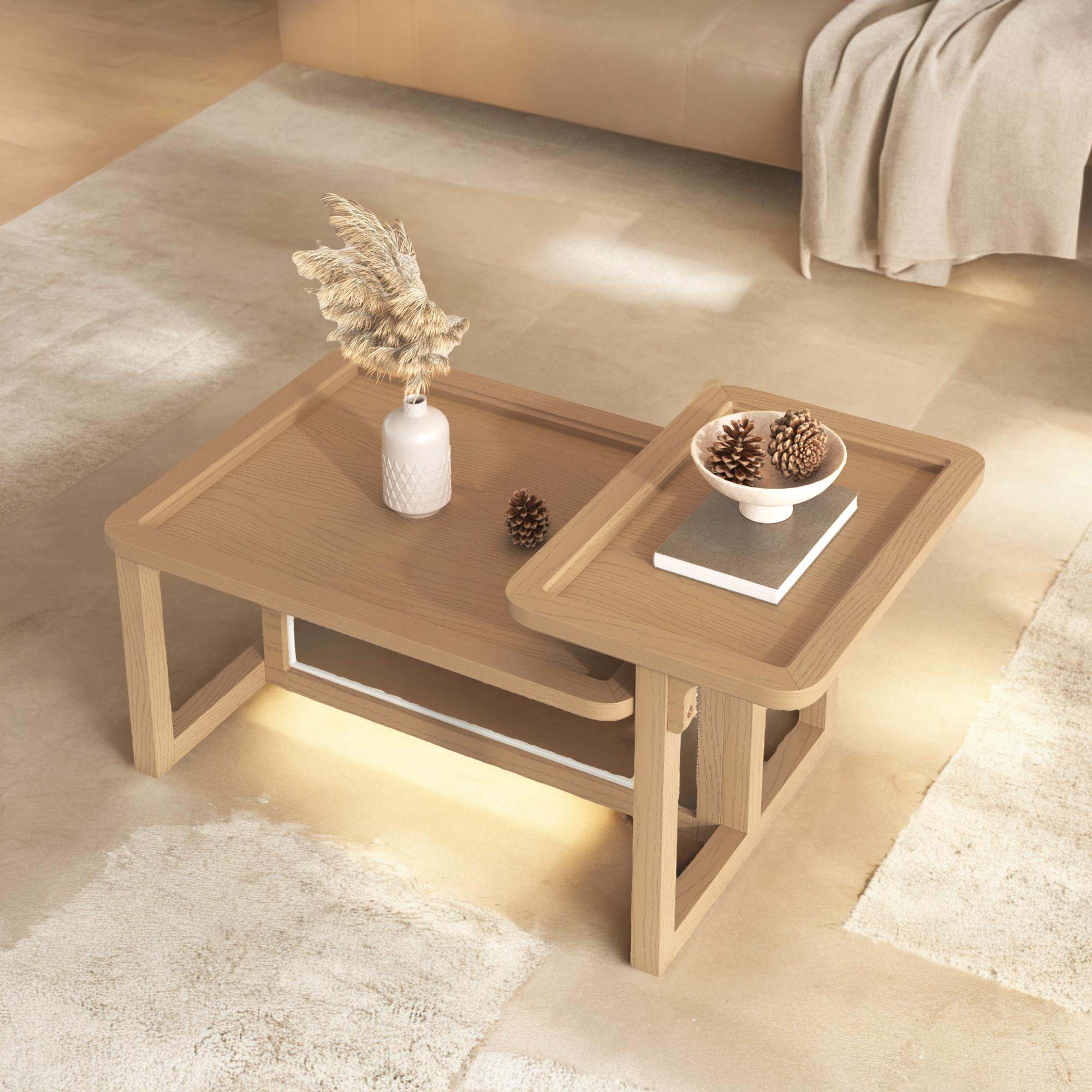 Bay Isle Home™ Modern 2 Piece Nesting Rattan Wood+ MDF Coffee Table Set ...