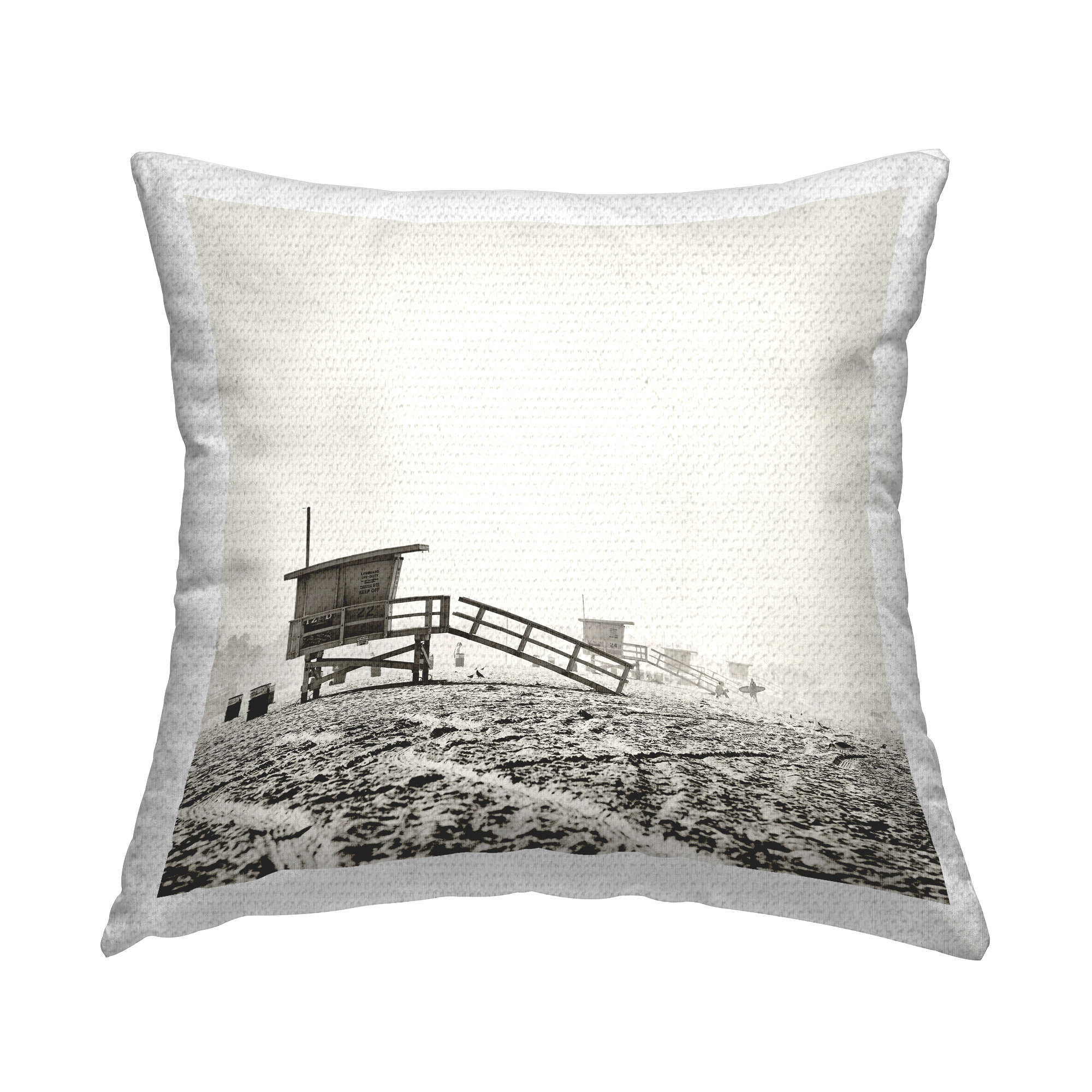 Stupell Industries Grey Beach Huts Outdoor Printed Pillow by Myan ...