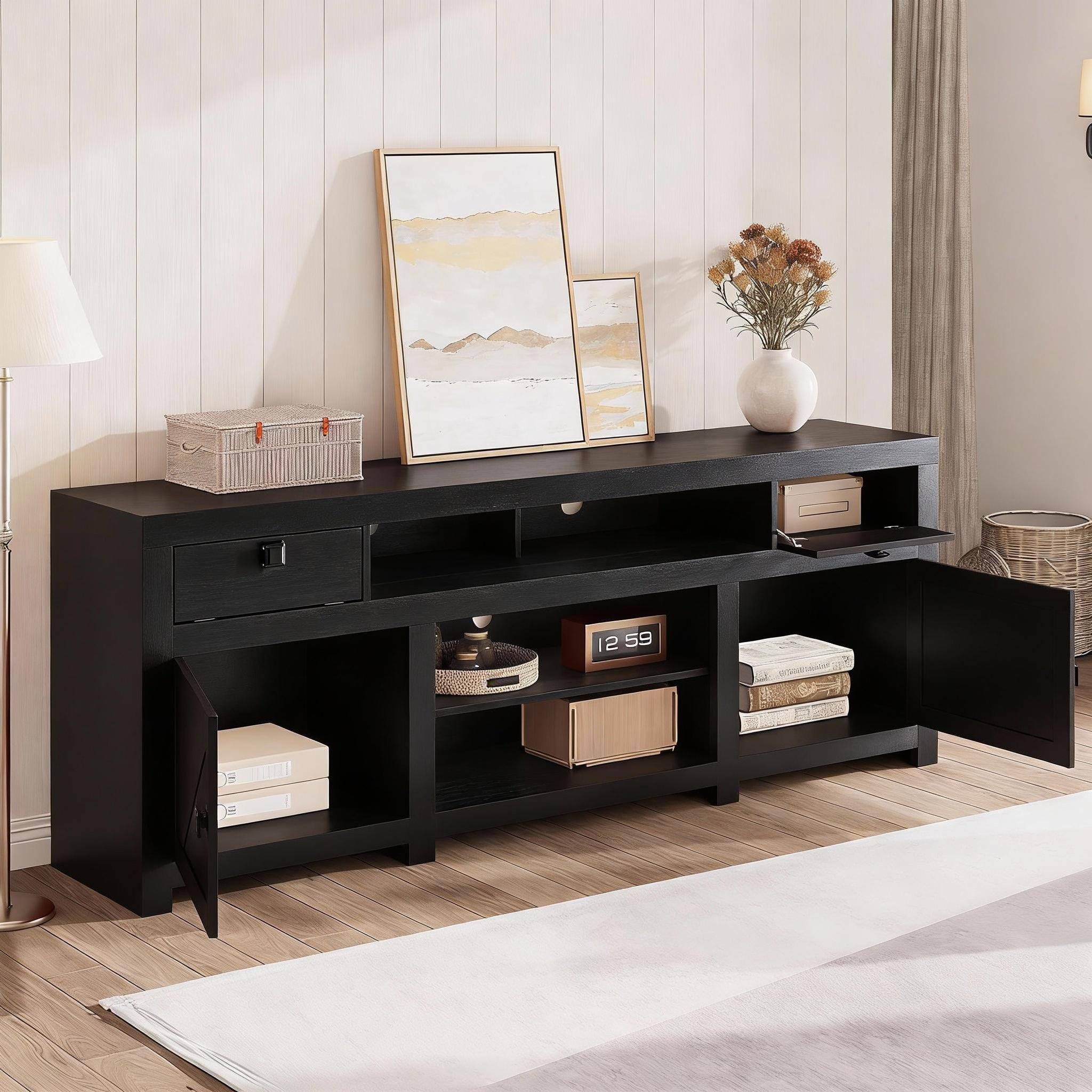 Gracie Oaks Farmhouse TV Stand for Tv Up to 80 Inches, Long ...