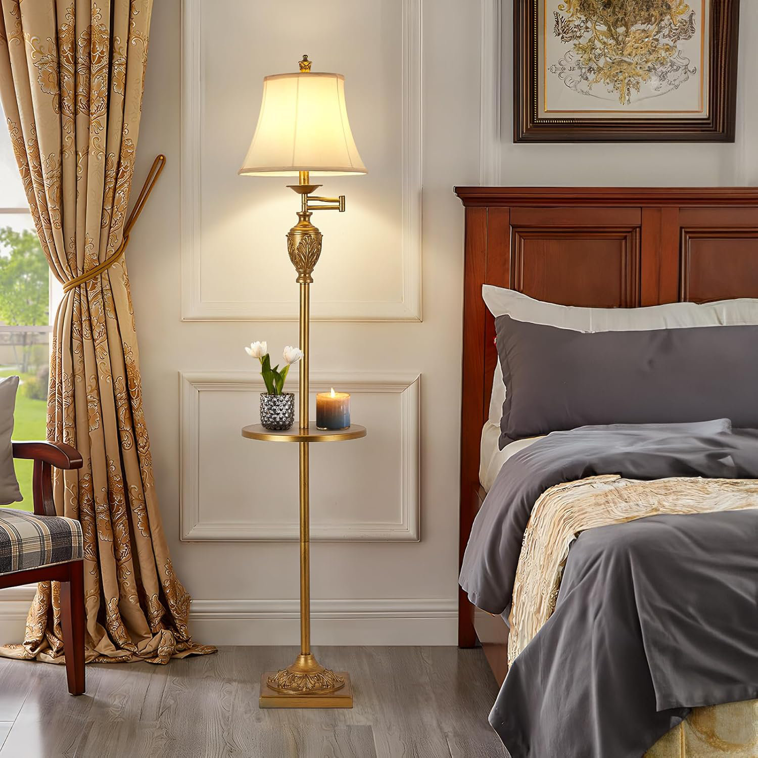 Alcott Hill® Traditional LED Floor Lamp With 350° Adjustable Swing Arm ...