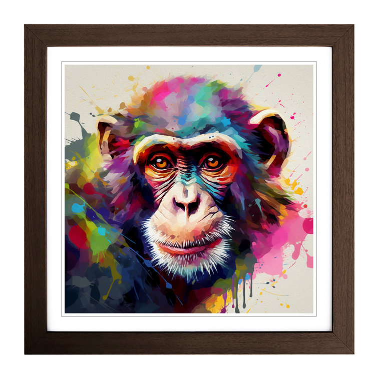 Latitude Vive Monkey Abstract Art No.1 - Single Picture Frame Print on ...