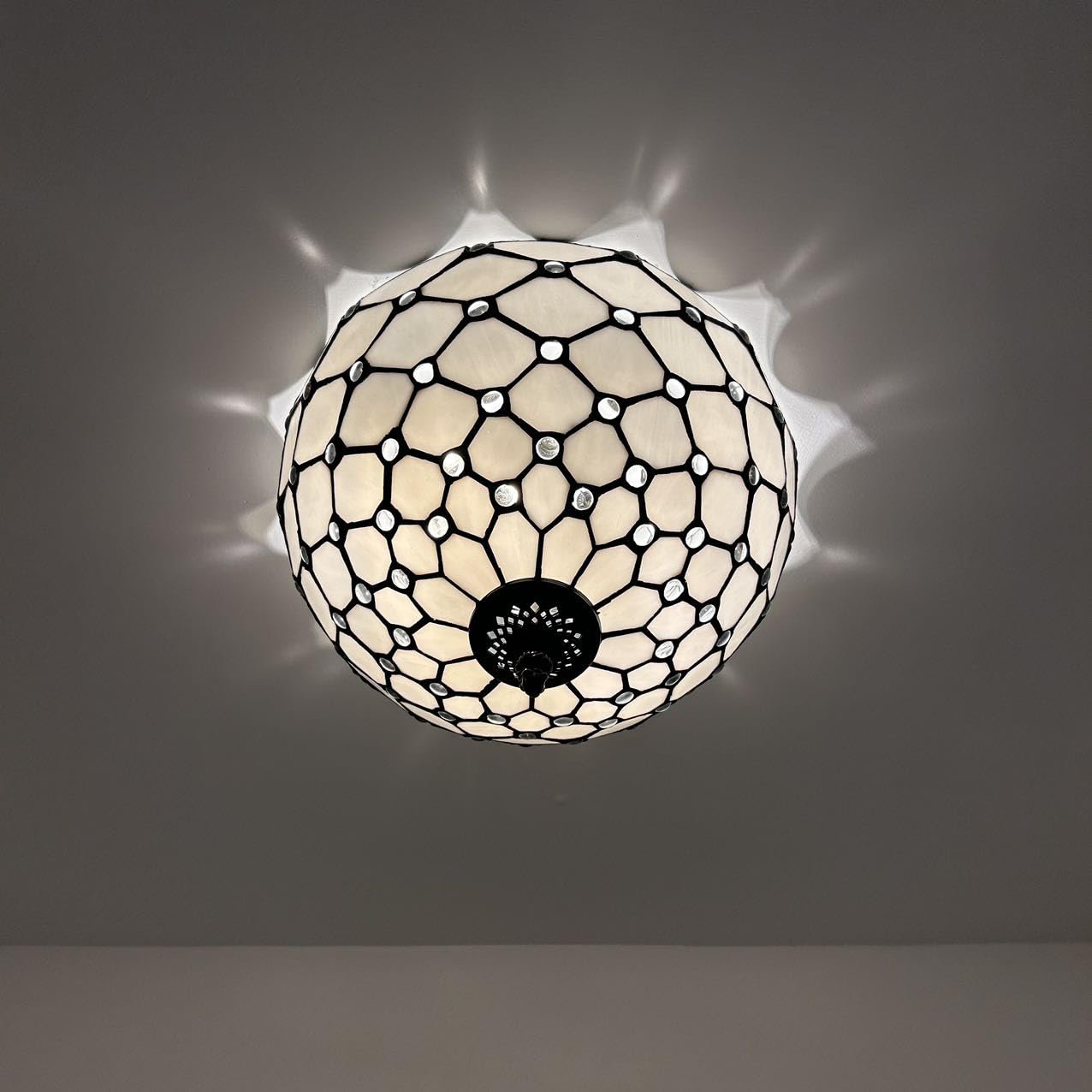 Astoria Grand Tiffany Ceiling Lights Fixture Blue Stained Glass Crystal ...