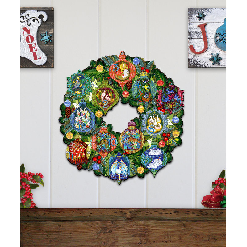 Designocracy 12 Days of Christmas Wreath Door Hanger | Wayfair