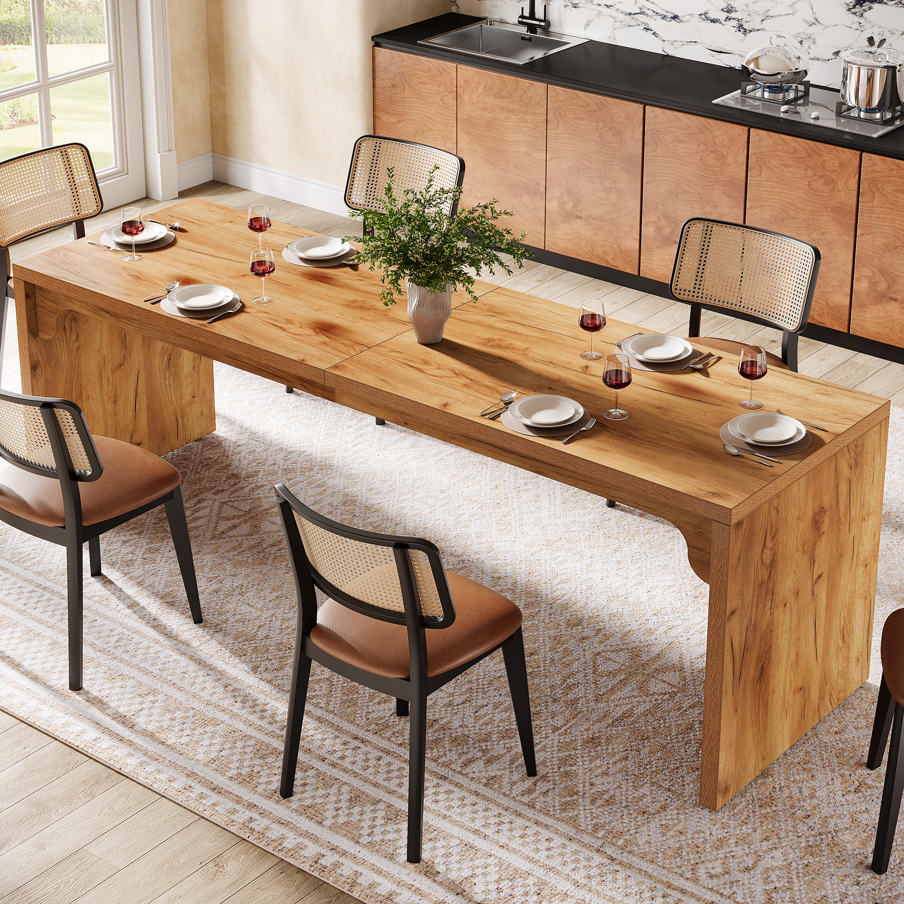 Millwood Pines Modern Dining Table for 6-8, 78-Inch Rectangular Dining ...