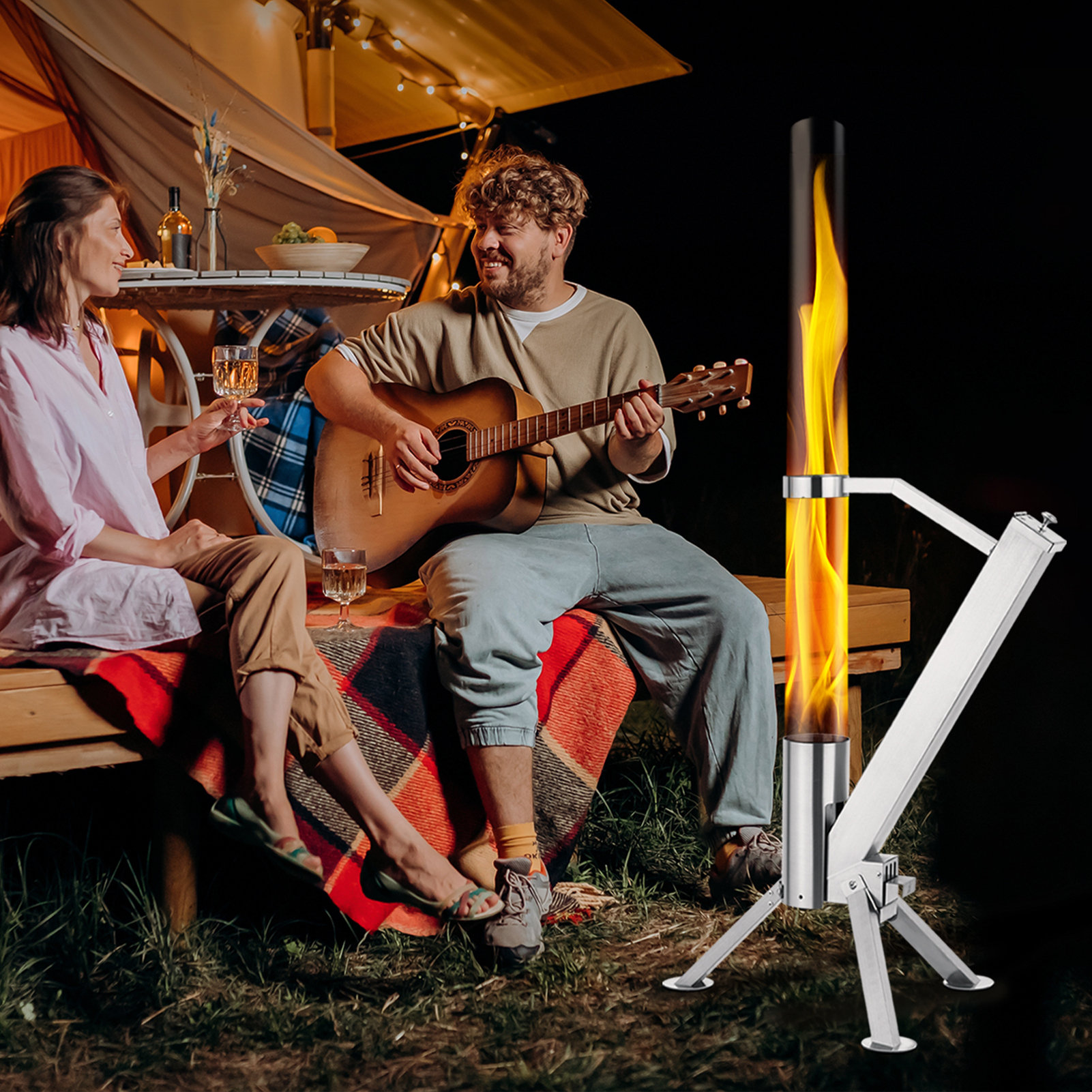 Arlmont & Co. Outdoor Portable Wood Pellet Fire Pits Heater Fireplaces ...