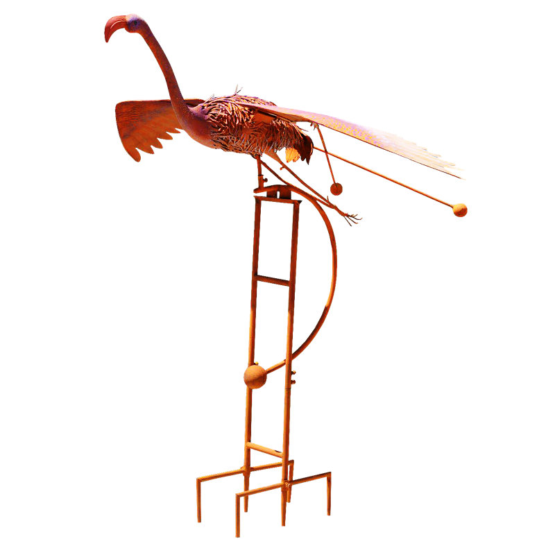 Bayou Breeze Gibb Flying Big Flamingo Kinetic Rocker Garden Stake | Wayfair