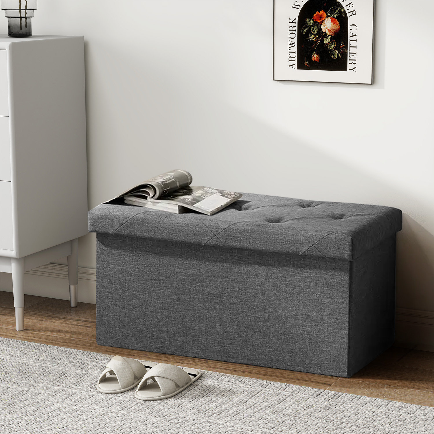 Ebern Designs Repose-pieds pliable avec rangement pour l'extrémité de ...