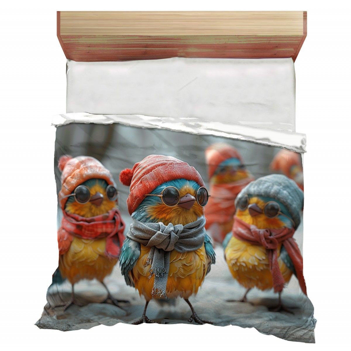 VisionDecor Chickadees Attire Bedding Artwork Comforter Cute Birds ...