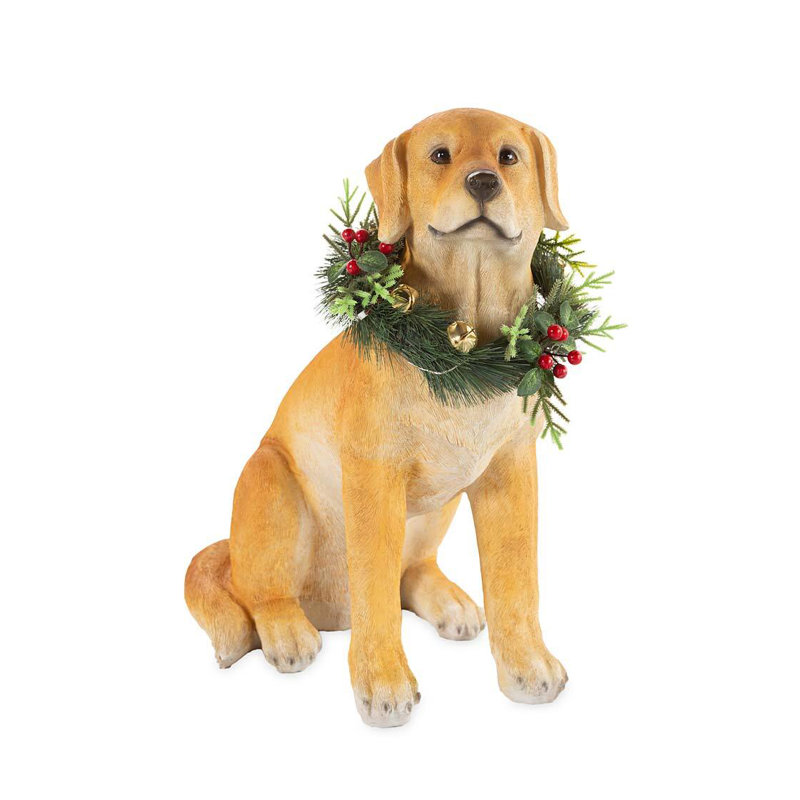 Plow & Hearth Labrador Figurine with Removable Holiday Wreath | Wayfair