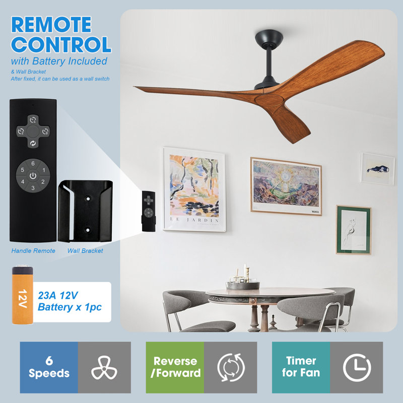 Wade Logan® Catlaina 52" 3 - Blade Propeller Ceiling Fan without Lights ...