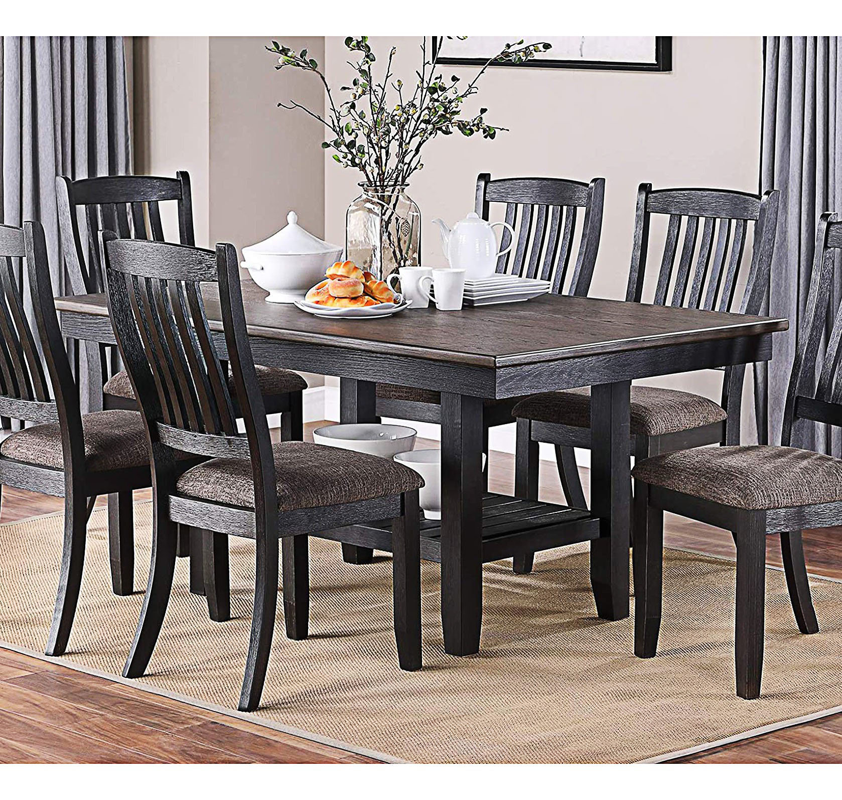 Alcott Hill Dining Table, Kitchen Breakfast Table With Storage Shelve ...