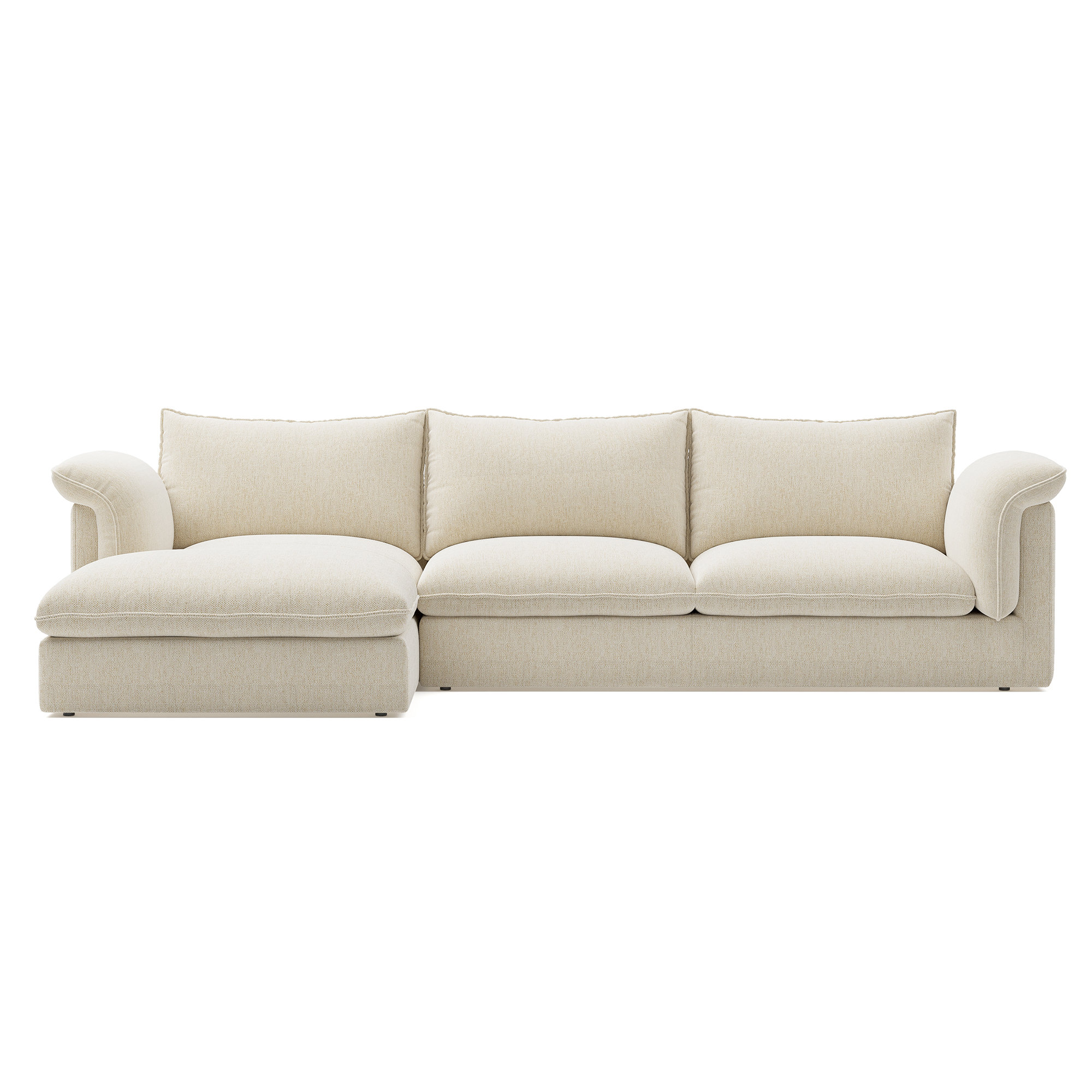 Hokku Designs Frederick Fabric Modular Three Seats With Right Chaise Sofa, Beige Color | Wayfair