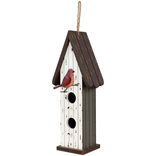 Northlight Seasonal Wooden Birdhouse with Metal Bird Wall Décor | Wayfair