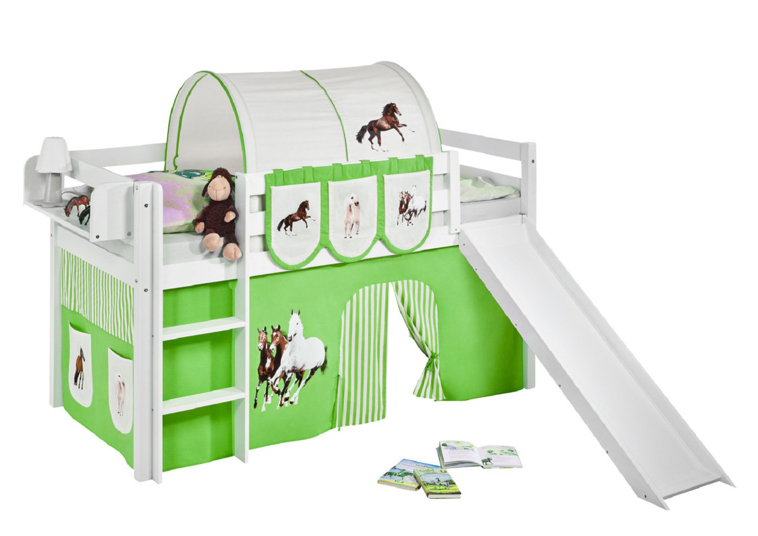 Lilokids Half-high bed horses with curtain, 90 x 200 cm | Wayfair.ie