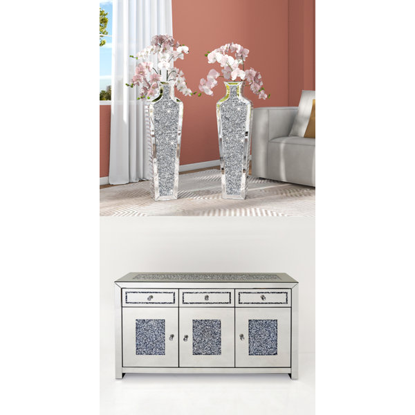 Mercer41 Mirrored Glass Sideboard With Vase & Reviews | Wayfair