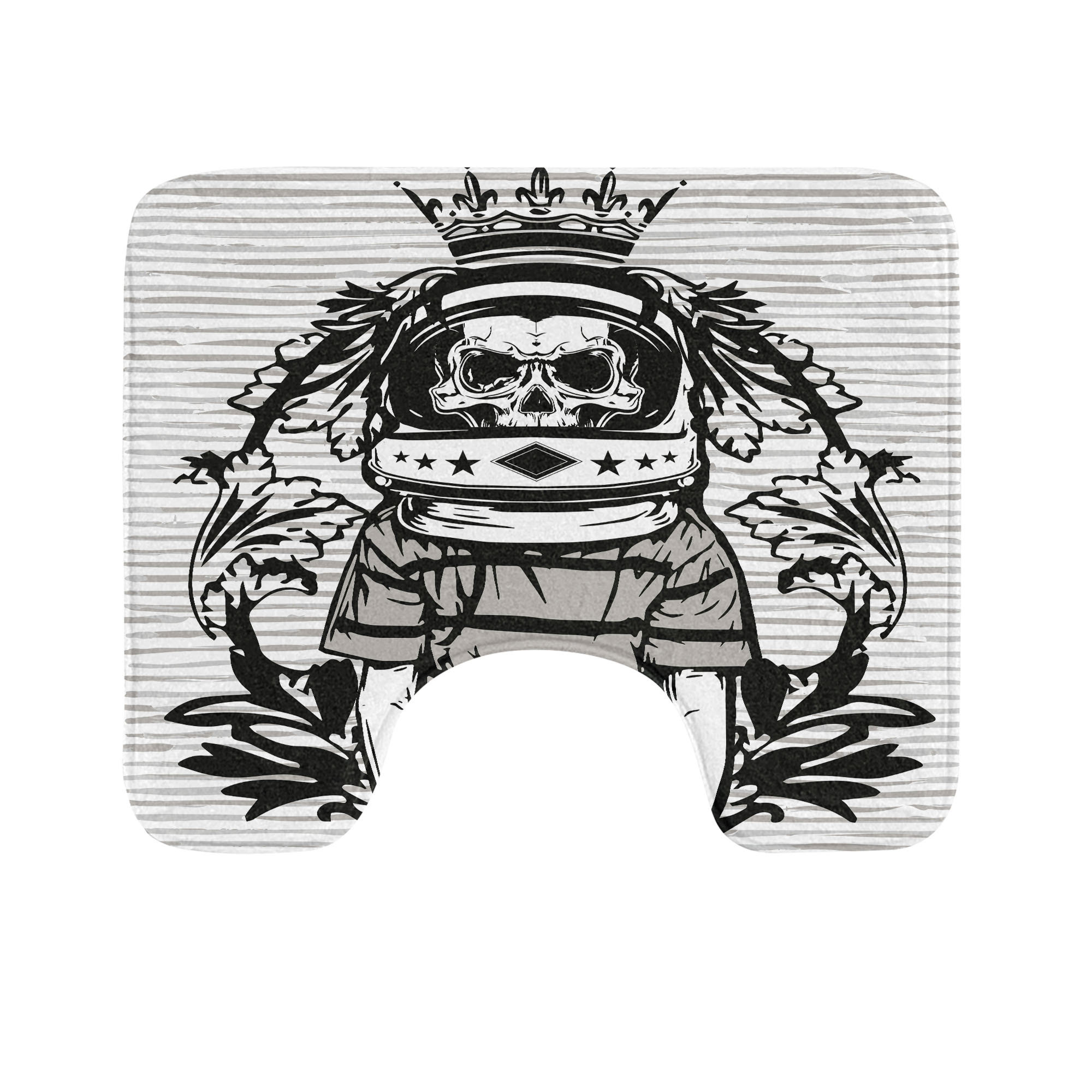 Dakota Fields Skull Toilet Mat U-Shape Bathroom Rug 20" Black and White ...