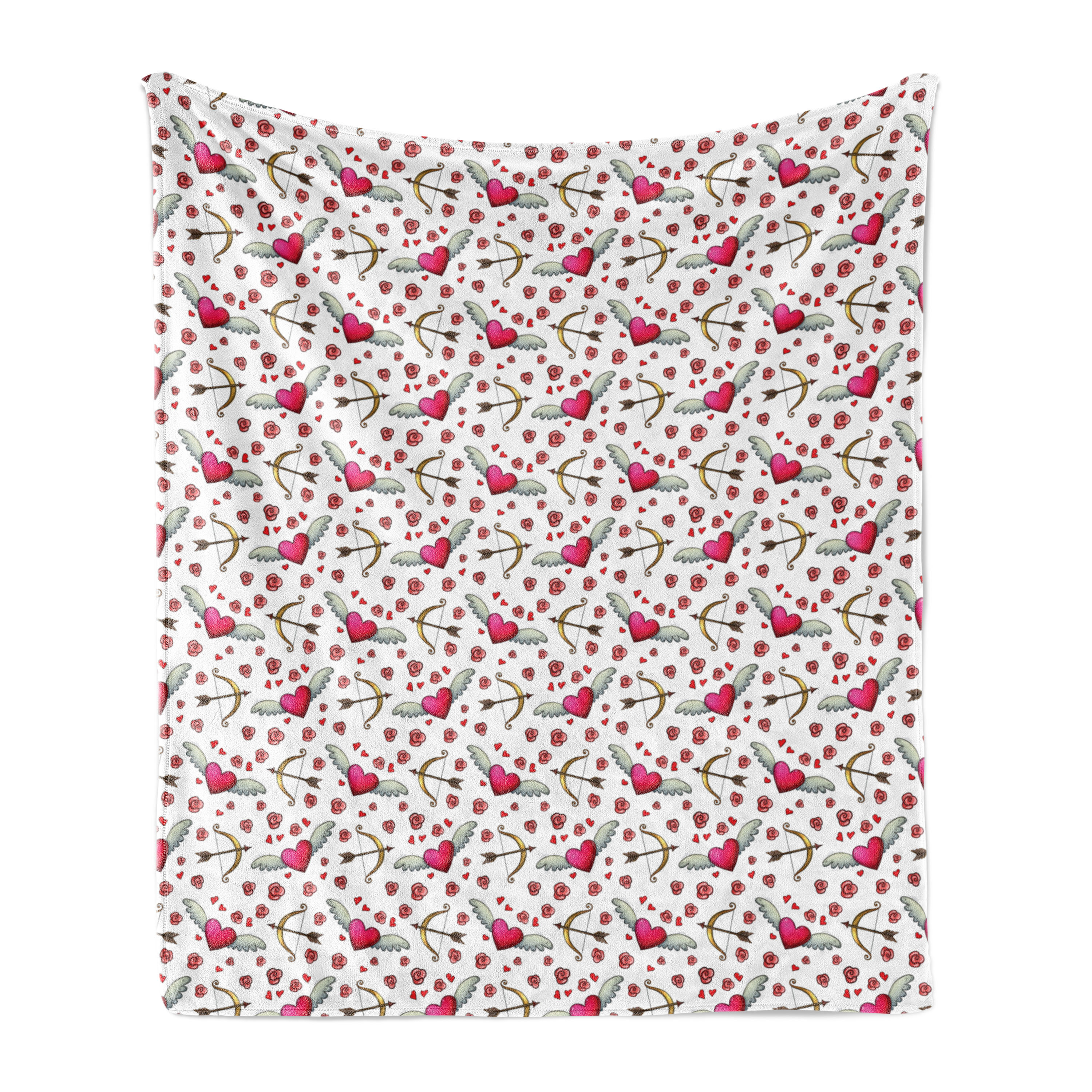 Ambesonne Valentines Day Fleece Throw Blanket Love Symbols Art White ...