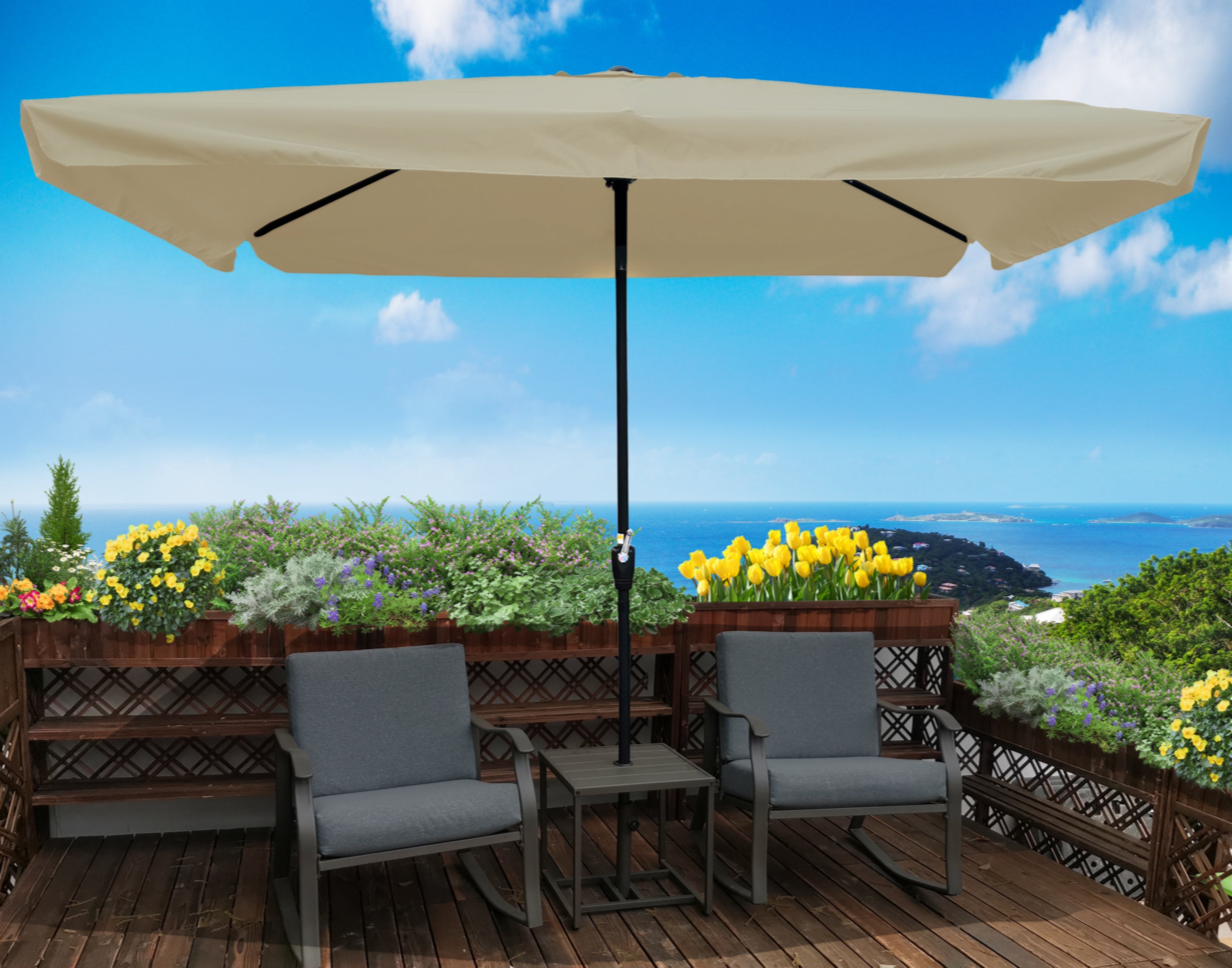 Arlmont & Co. Shelsea 120'' x 78'' Rectangular Tilt Beach Umbrella with ...