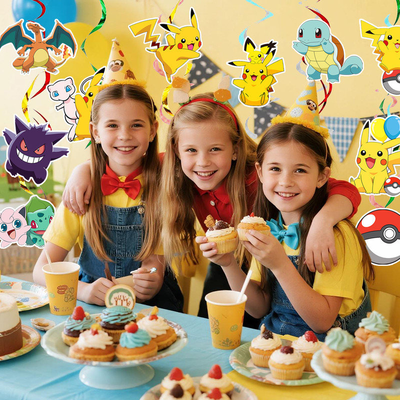 17 Stories 24 Pcs Pokemon Birthday Party Supplies - Pokemon Hanging ...