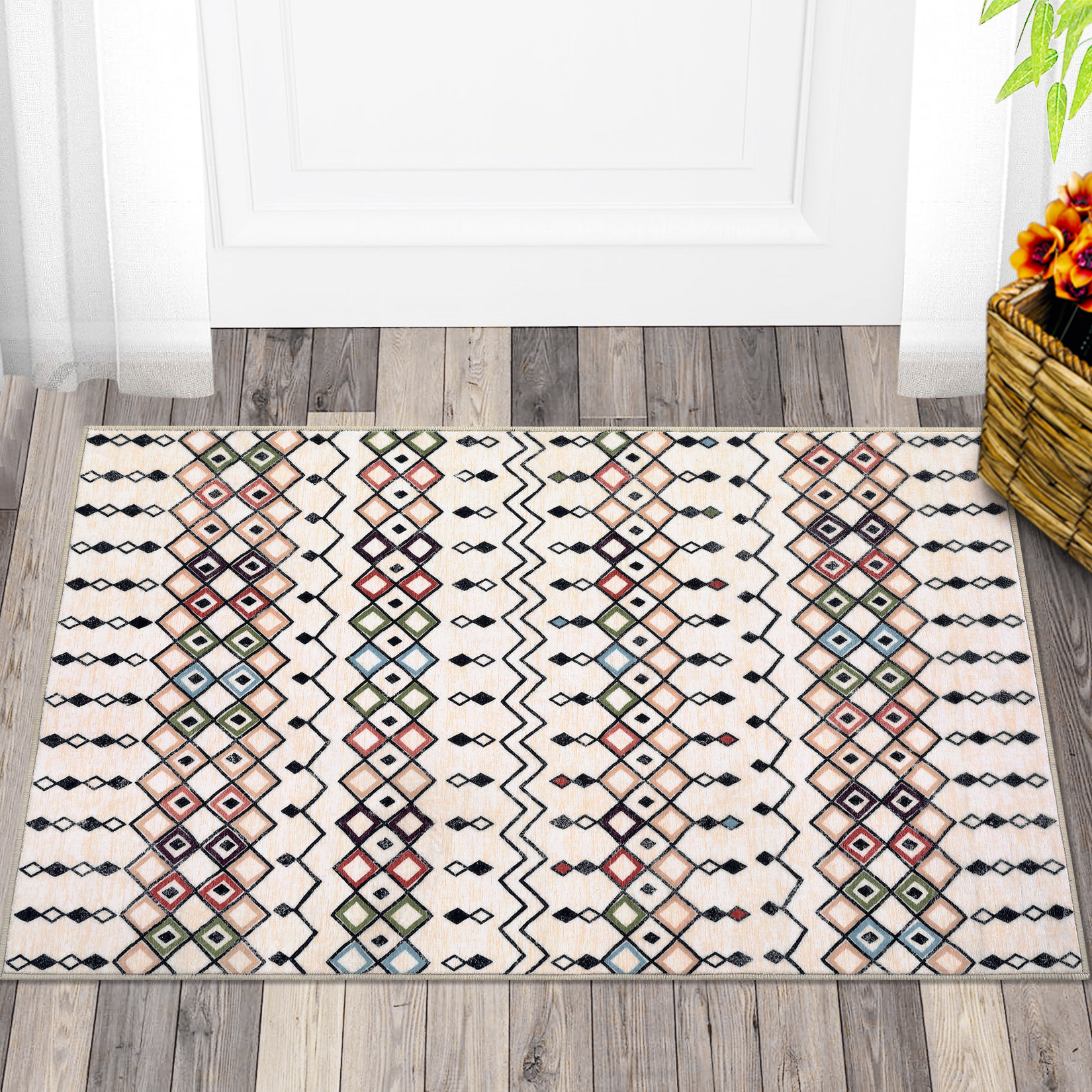 Union Rustic Boho Washable Moroccan Area Rug Indoor Farmhouse Soft ...