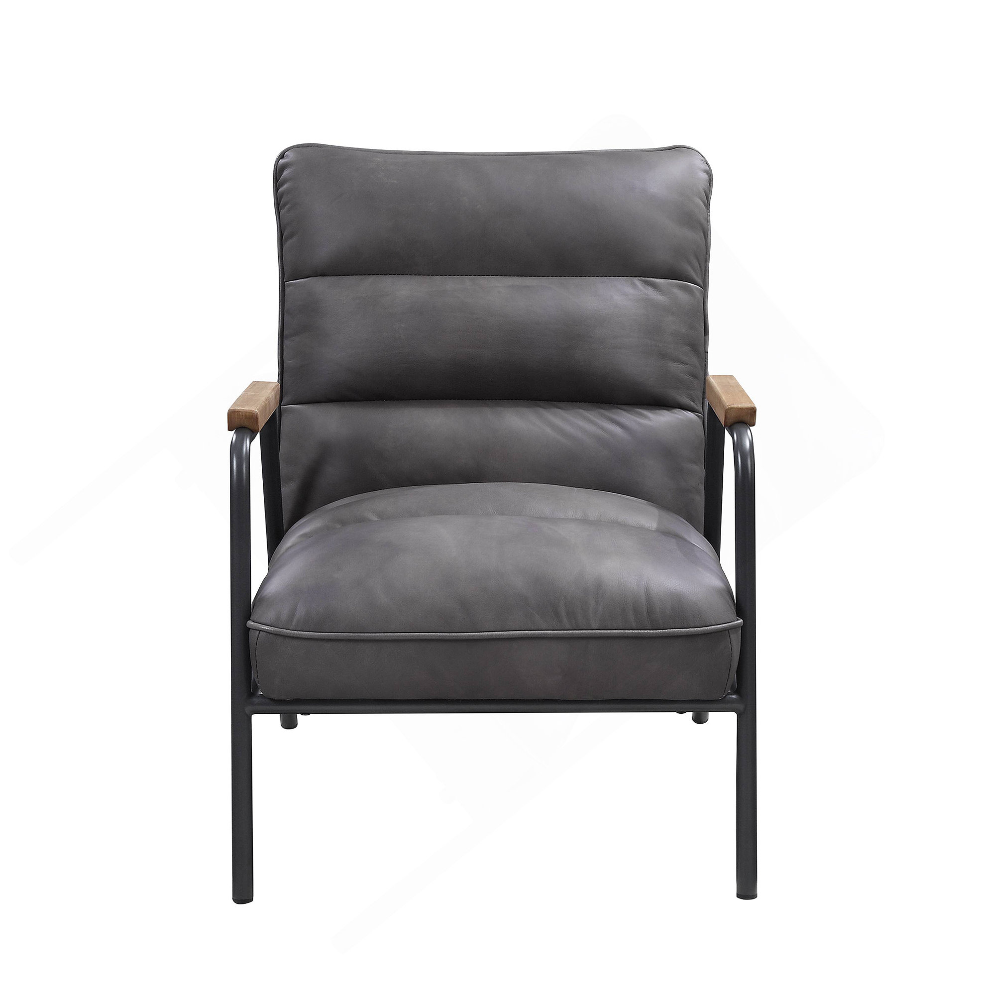 Hokku Designs Grey and Matt Iron Accent Chair with Metal Leg | Wayfair