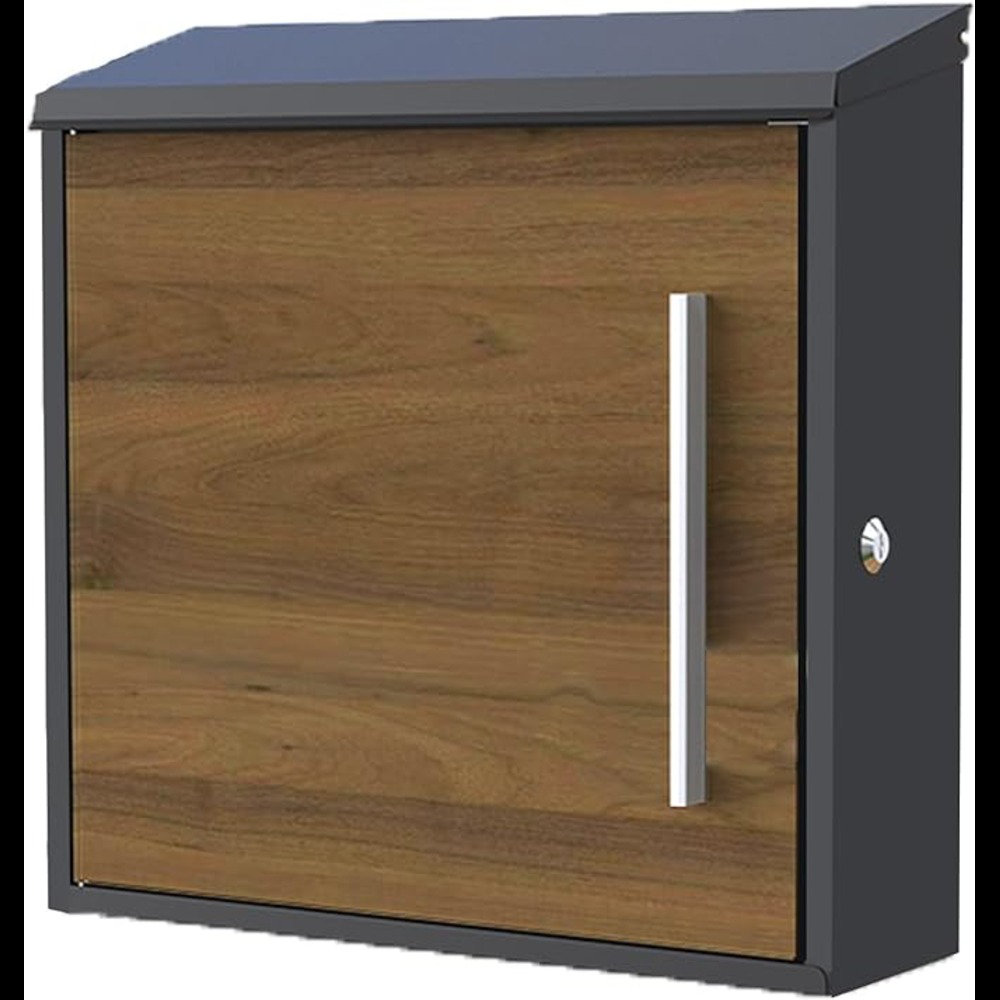 Invenitiah Weatherproof Wall Mount Locking Mailbox，Wood Grain Drop Box ...