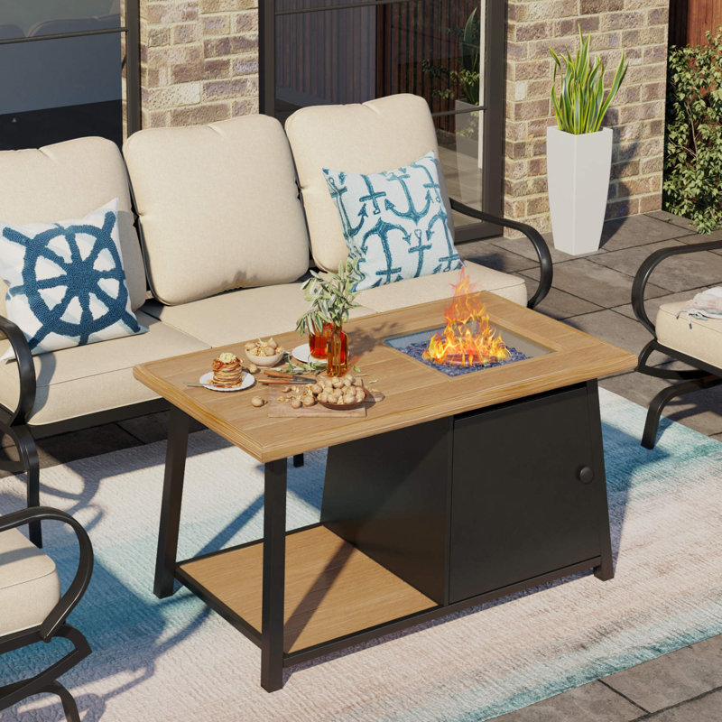 Wade Logan® 46-Inch Rectangular Outdoor Gas Fire Pit Table with Storage ...