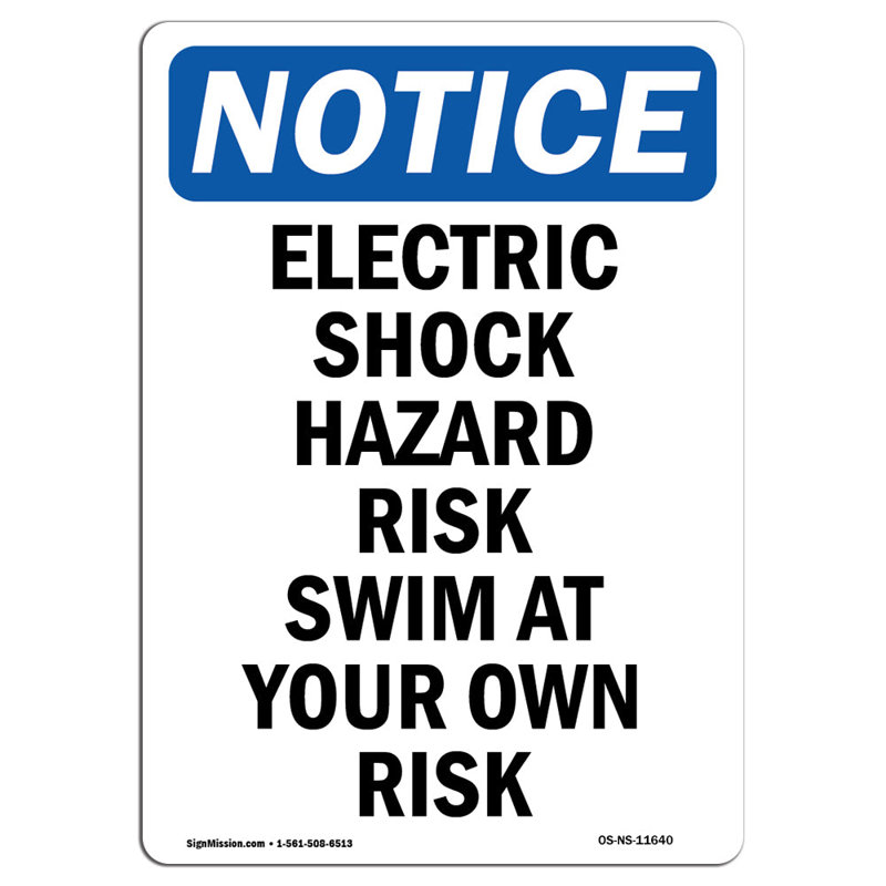 SignMission Electric Shock Hazard Risk Swim Sign | Wayfair